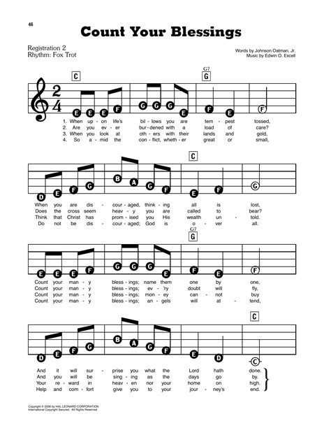 Count Your Blessings By Johnson Oatman Jr And Edwin O Excell Sheet
