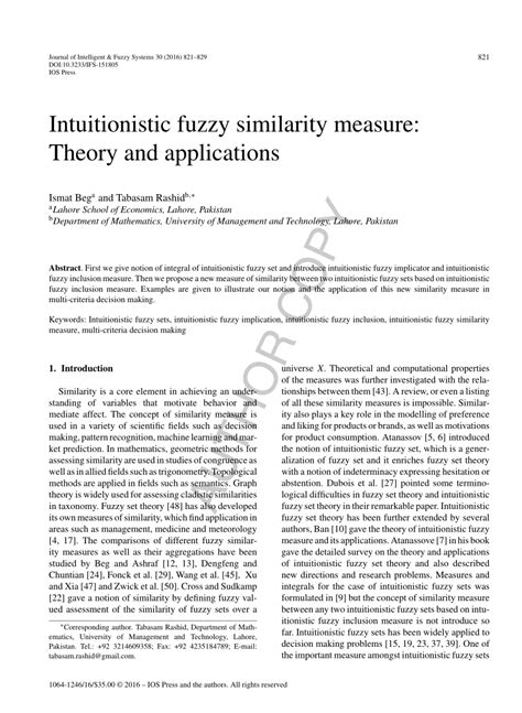 Pdf Intuitionistic Fuzzy Similarity Measure Theory And Applications