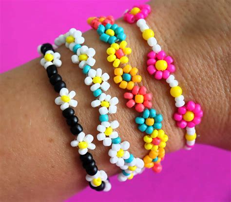 How To Make Beaded Daisy Bracelets A Girl And A Glue Gun