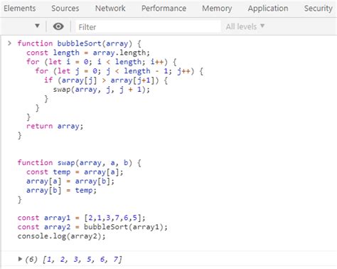 bubble sort algorithm in javascript