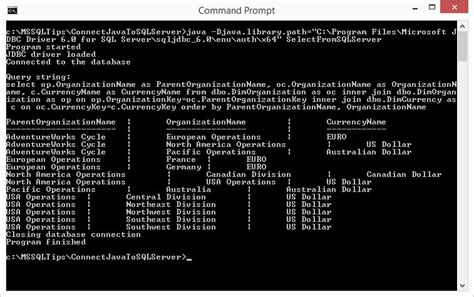 connecting a java program to sql server