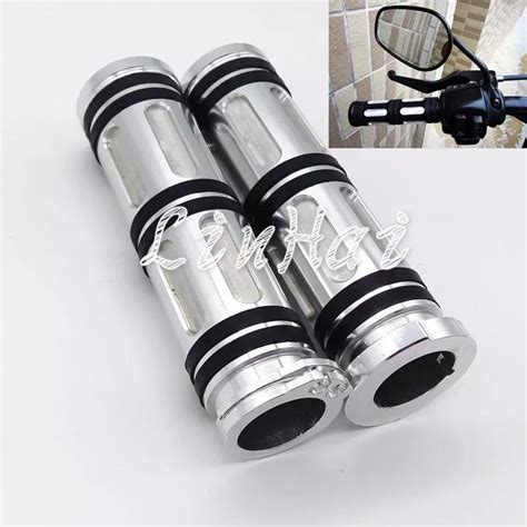 Motorcycle 125mm Silver Aluminum Cnc Edge Cut Handle Bar Hand Grips