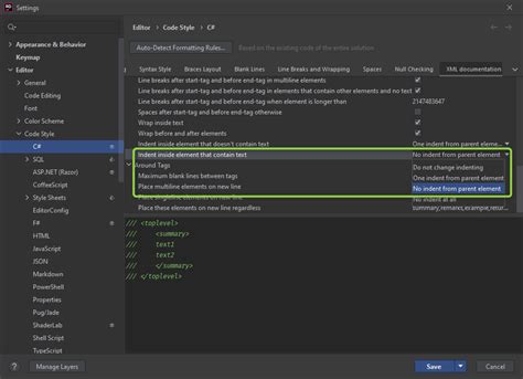 jetbrains rider how to disable text indenting within documentation