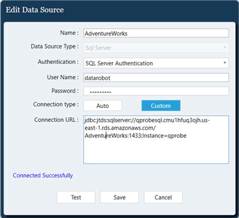 using custom jdbc url for sql server connection datagaps support portal