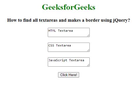 how to find all textareas and makes a border using jquery