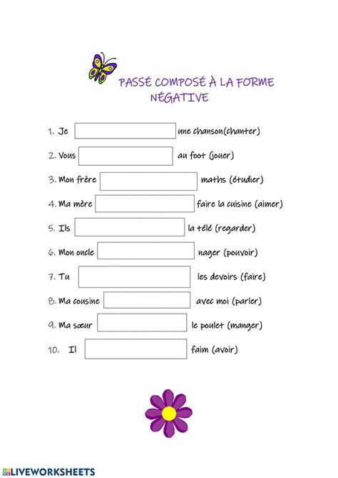 Passé Composé Worksheets Printable