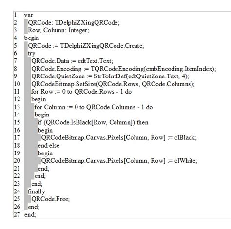 delphi technology for generating qr code