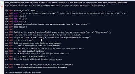 node js tsc and lite server error with angular 2 stack overflow