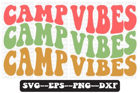 Camp Vibes Wavy Retro Svg Design Graphic By Uniquesvgstore · Creative