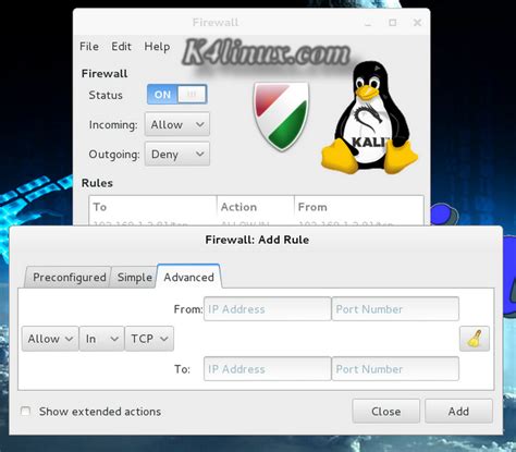 penetration testing with kali how to install firewall and manage