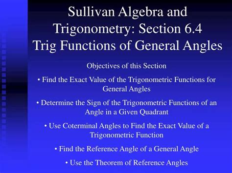Ppt Sullivan Algebra And Trigonometry Section 6 4 Trig Functions Of