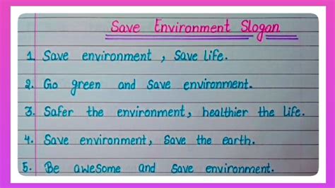 Save Environment Slogans In English