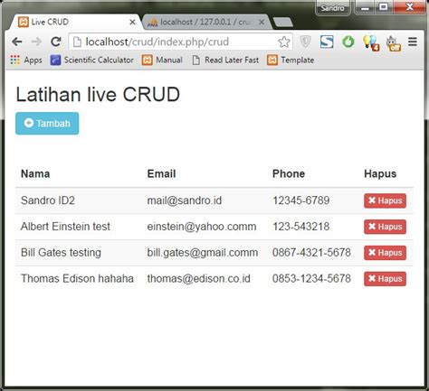 panduan membuat live crud dengan codeigniter dan ajax