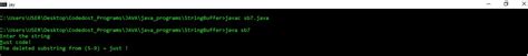 java program for stringbuffer method delete codedost