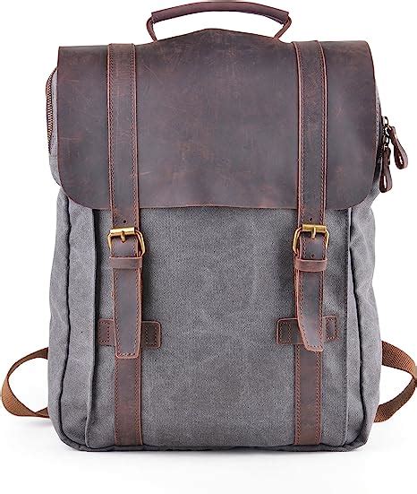 Gootium Vintage Canvas Leather Backpack Unisex Casual