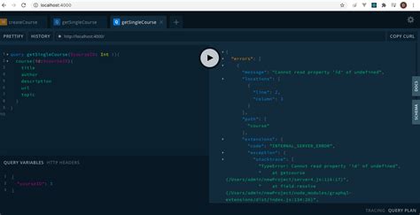 graphql is returning cannot read property id of