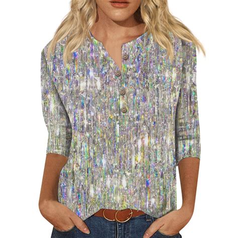 Biziza Sequin Multiple Color Tops For Women Short Sleeve Sparkly Dressy