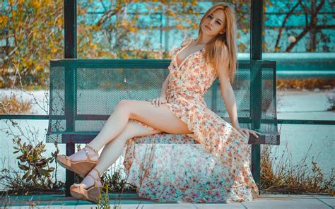 Wallpaper Women Redhead Depth Of Field Long Hair Minidress