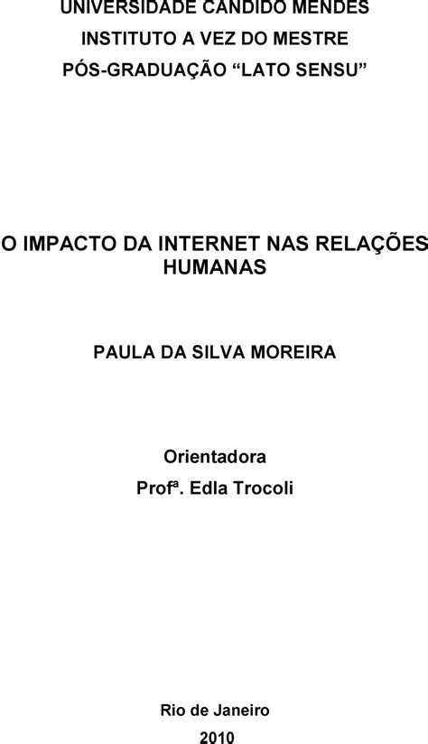 O Impacto Da Internet Nas RelaÇÕes Humanas Pdf Free Download