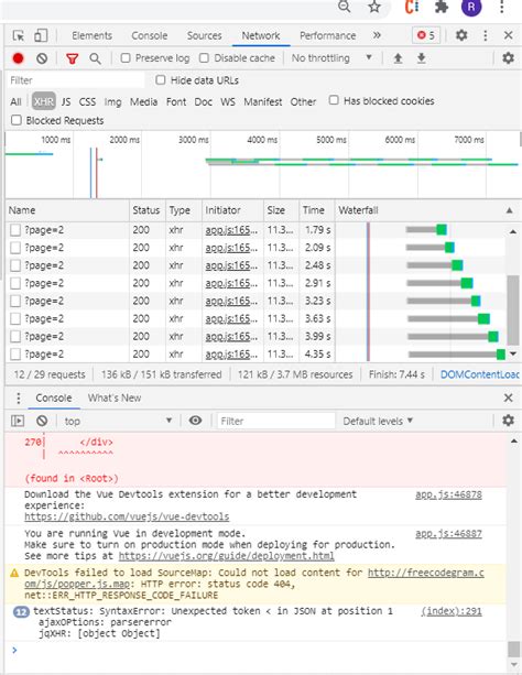 php why is my ajax request failing for infinity scroll pagination in