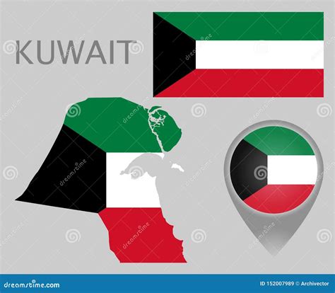 Kuwait Flag Map And Map Pointer Stock Vector Illustration Of Arabic