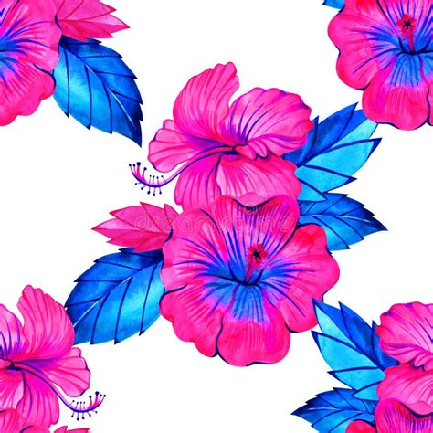 Watercolor Neon Tropical Leaves And Flowers Banana Monstera Plumeria