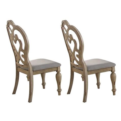 Homeroots 351926 Fabric Upholstered Wooden Side Chair With Cutout Back