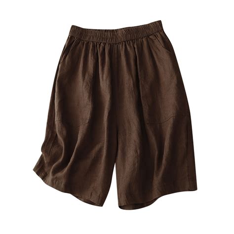 Blvb Cotton Linen Shorts For Women Casual Lightweight Elastic Waist