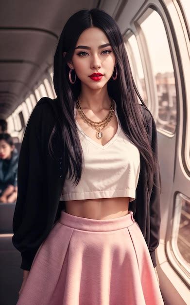 Premium Photo Beautiful Cutie Asian Woman Posing In Transport Train
