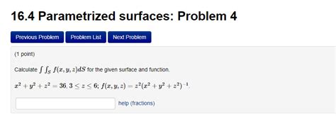 Solved 16 4 Parametrized Surfaces Problem 3 Previous