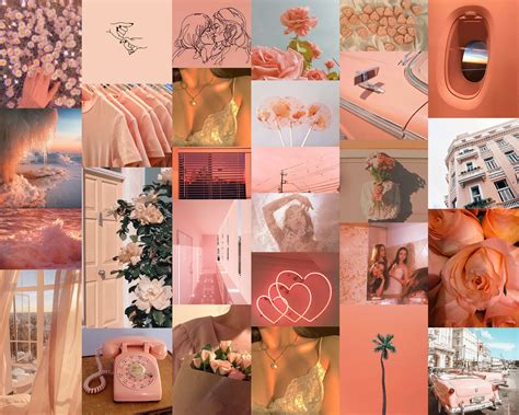 Peach Aesthetic Collage Wallpapers Wallpaper Cave