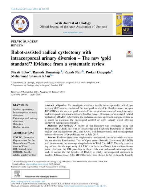 Pdf Robot Assisted Radical Cystectomy With Intracorporeal Urinary