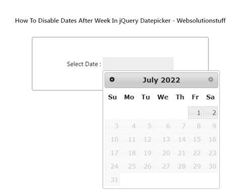 how to disable dates after week in jquery datepicker medium