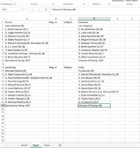 realizar web scraping en excel vba para actualizar lineup mlb stack