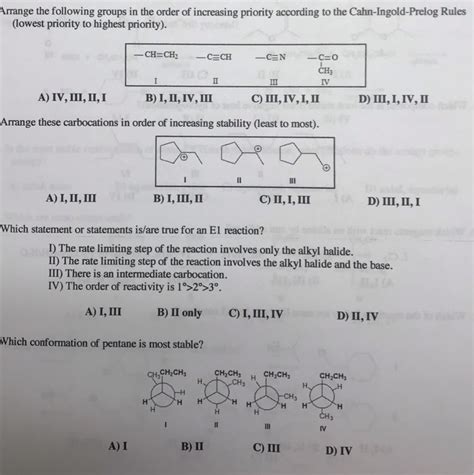 Solved Arrange The Following Groups In The Order Of