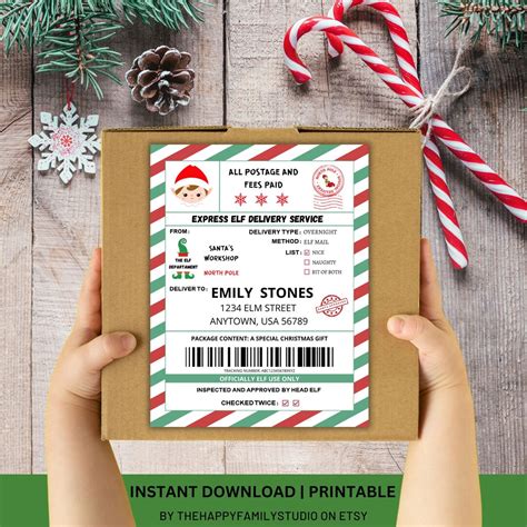 Christmas Elf North Pole Address Shipping Labels Elf Mail Shipping