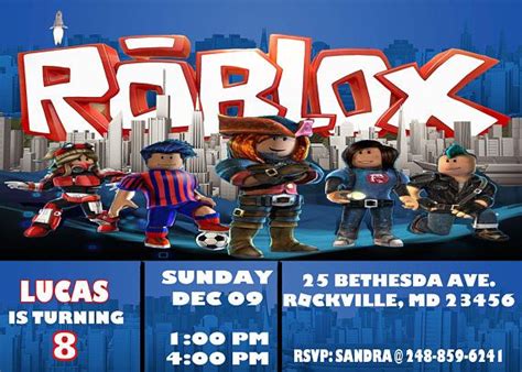 roblox invitation with photoroblox birthdayroblox invite