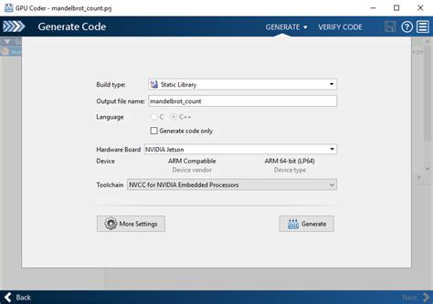 processor in the loop execution with the gpu coder app