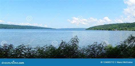 Cayuga Lake Rock Jetty And Dock At Long Point State Park Stock Image