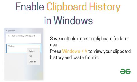 How To Enable And Use Clipboard History In Windows Geeksforgeeks