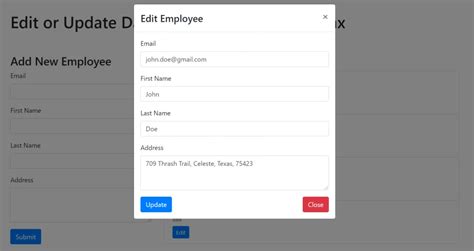 edit or update data with bootstrap modal in php and mysql using ajax