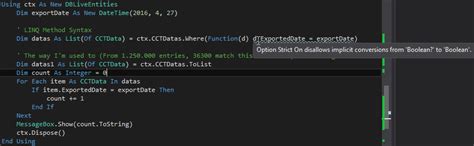 entity framework vb net linq method syntax disallows implicit hot sex