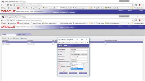 oracle masterminds create a user in oracle load testing olt