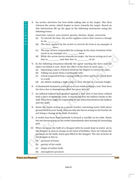 Ncert Book For Class 8 Science Chapter 11 Force And Pressure