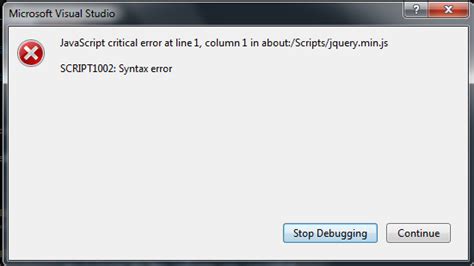 javascript getting series of script1002 syntax errors when
