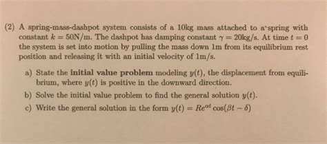 Solved 2 A Spring Mass Dashpot System Consists Of A 10kg