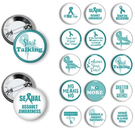 Sexual Assault Awareness Pins 1 25 Inch Pinback Buttons Sexual Etsy