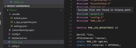 intellisense error in ulitily cpp · issue 132 · microsoft vscode iot