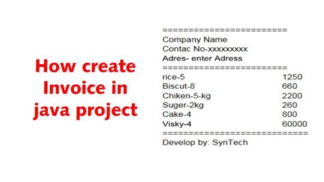 how to create generate invoice bill receipt in java