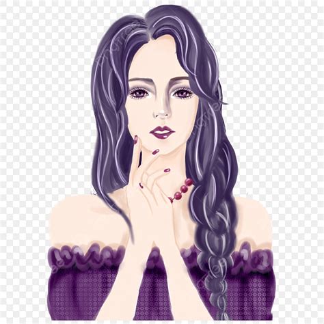 패션 아름다움 아름다운 소녀 만화 캐릭터 일러스트 초상화 그린 그림 만화 캐릭터 초상화 긴 머리 여성 매트 Png 일러스트